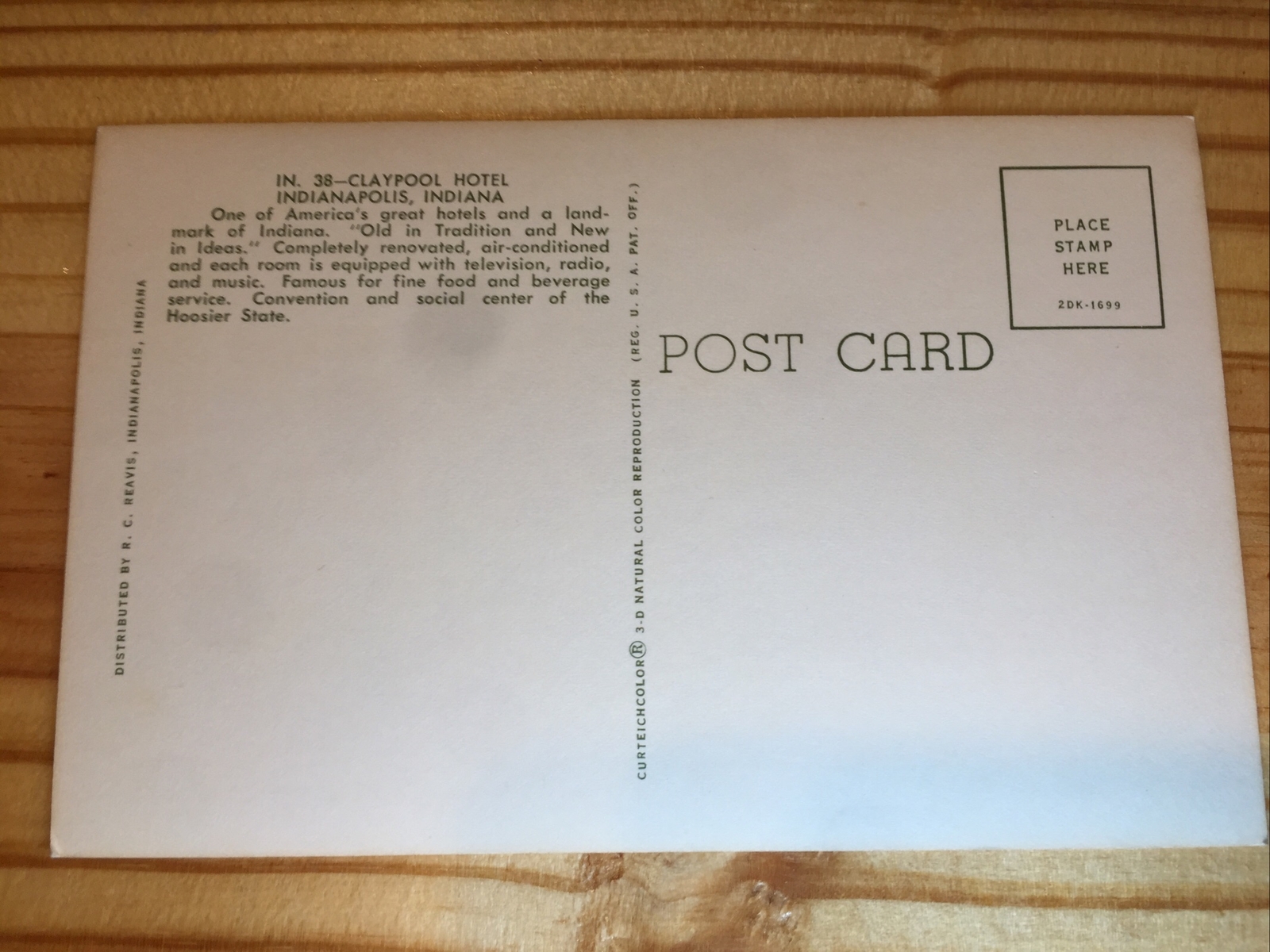 Vintage 1930s CLAYPOOL HOTEL Indianapolis INDIANA Corner Street View ...