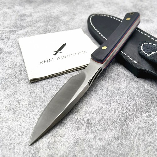 Small Fixed Blade Knife G10 Handle Outdoor Fishing Leather Sheath EDC ...