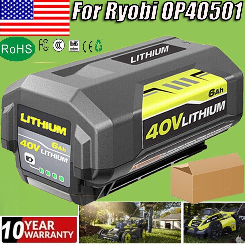 40V Battery For Ryobi 40Volt 6.0Ah Lithium OP4050 OP40602 OP40261 ...