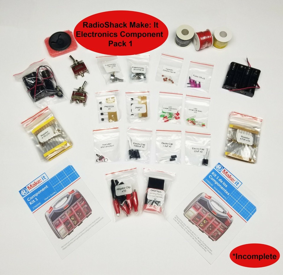 RadioShack 1st Ed Make: It Electronics Component Kit 1- No Case/power ...