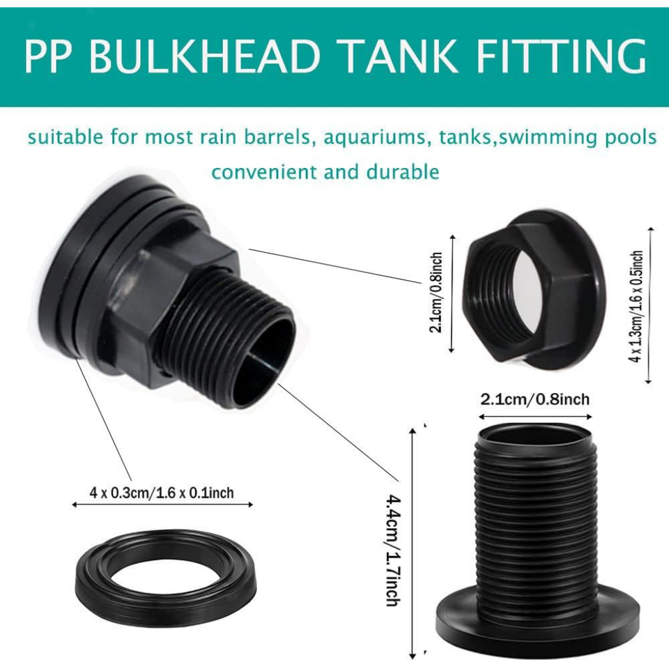 Threaded Bulkhead Adapter, Practical, Easy Installation, Water Tank ...