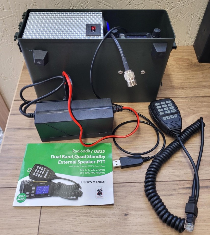 Radioddity Quad Band QB25 HAM & GMRS Radio 25W SHTF "HAMMO CAN" 2M 70cm ...