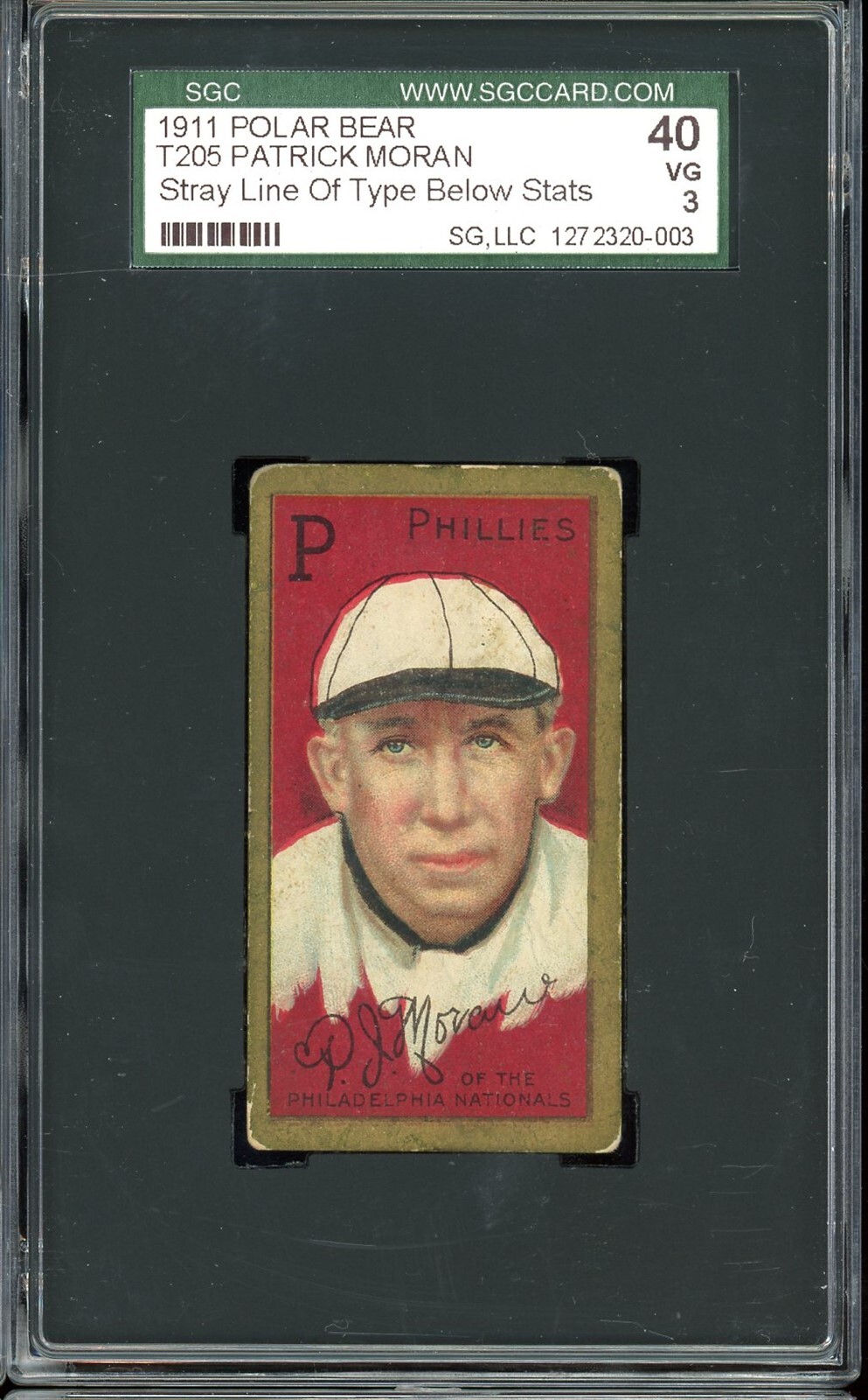 1911 T205 Gold Border Tobacco Pat Moran "Stray Line Below" Polar Bear ...