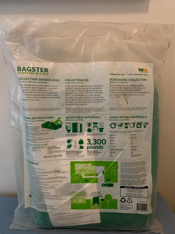 Waste Management BAGSTER 3CUYD Dumpster in a Bag Holds up to 3,300 lb ...