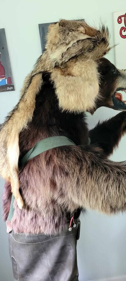 Coyote Fur Hat USA Faced Mountain Man Trapper Lined Genuine Pelt made ...