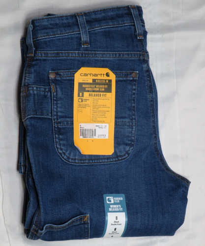 CARHARTT WOMENS 6 SHORT BLUE JEAN DOUBLE FRONT RELAXED RUGGED FLEX ...
