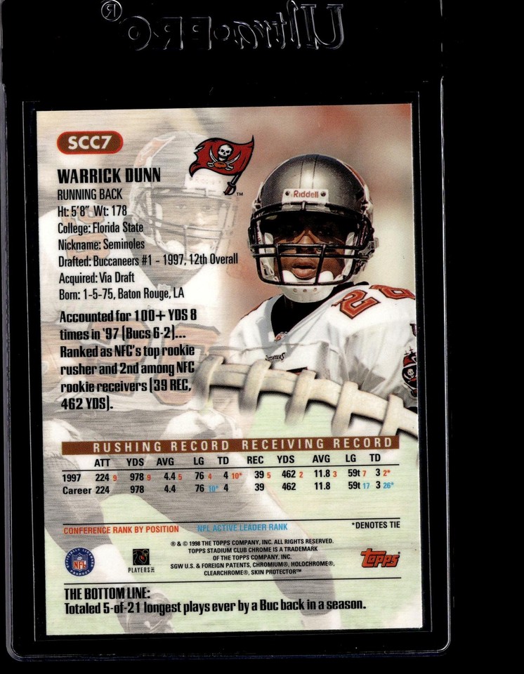 1998 Stadium Club #SCC7 Warrick Dunn Chrome | eBay