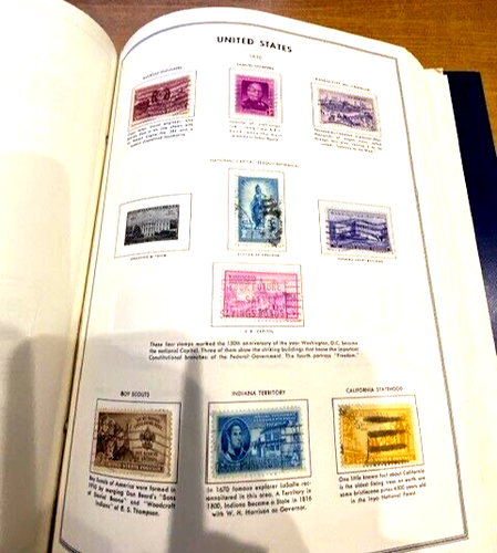H.E.Harris United States Stamp Album ( 1986 Vintage ) with 876 hinged ...