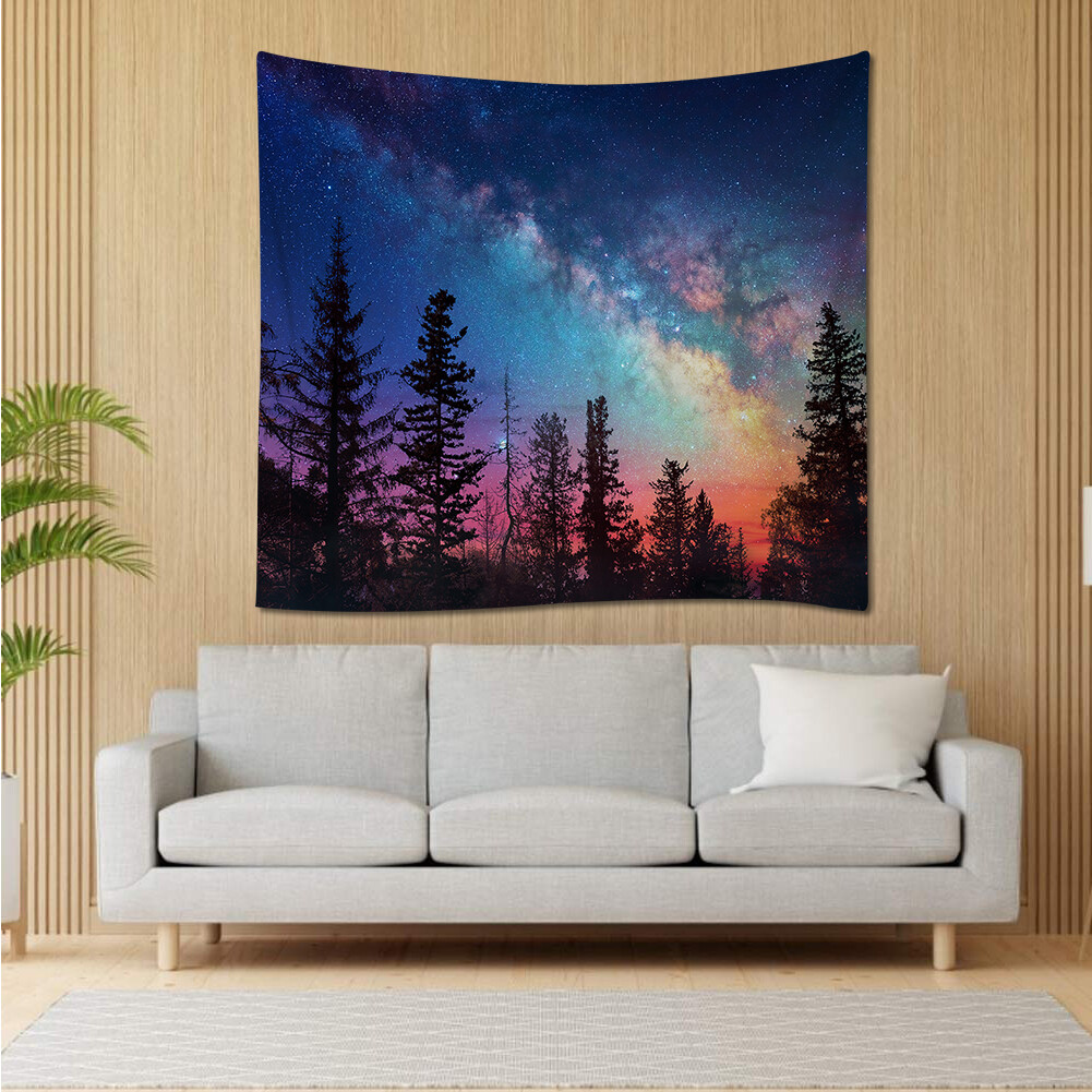 AU Forest Sky Night Wall Hanging Tapestry Cover Living Room Background ...