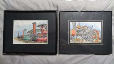 Original ink drawings of steam engines - signed - 10.25" x 8.5" | eBay