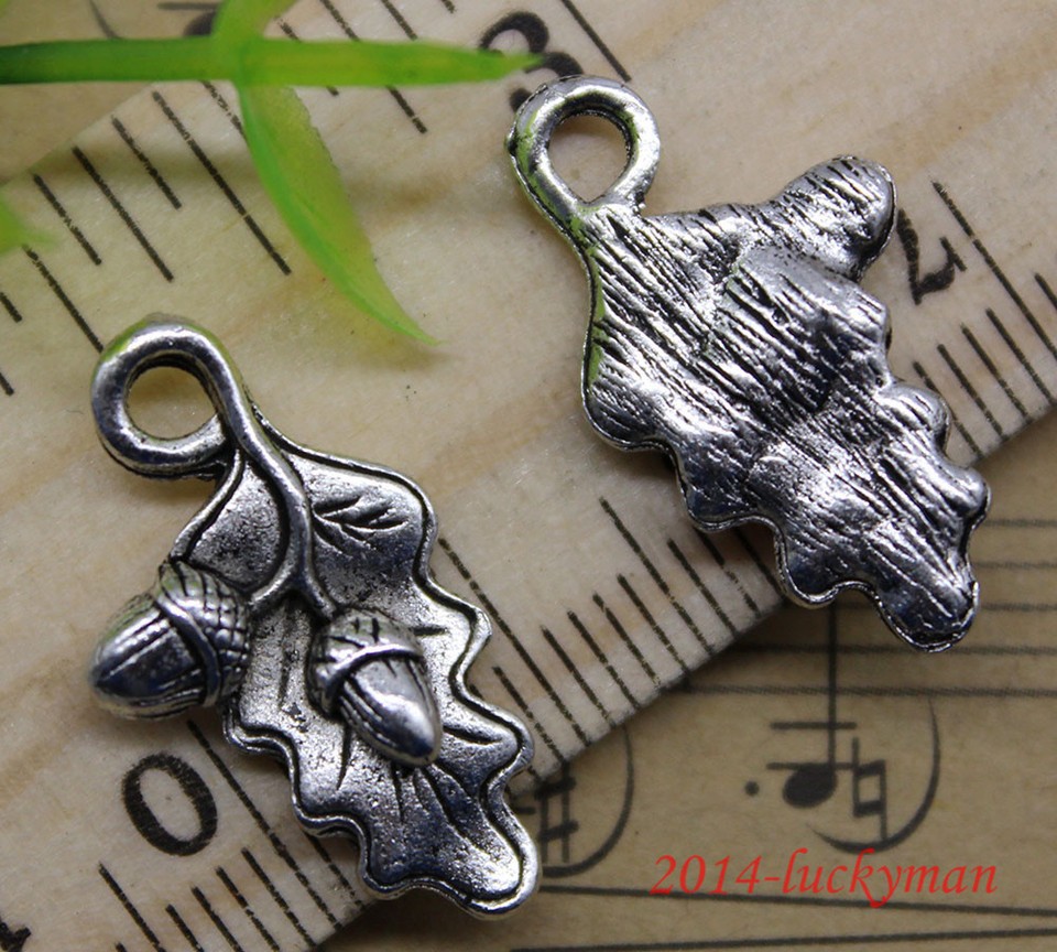 5/20/60/100X Oak tree Leaves fruit alloy charms pendants 13x22mm | eBay