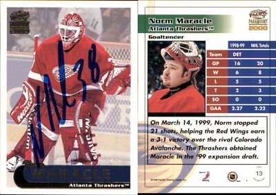 Norm Maracle Signed 1999-00 Pacific Paramount #13 Card Atlanta ...