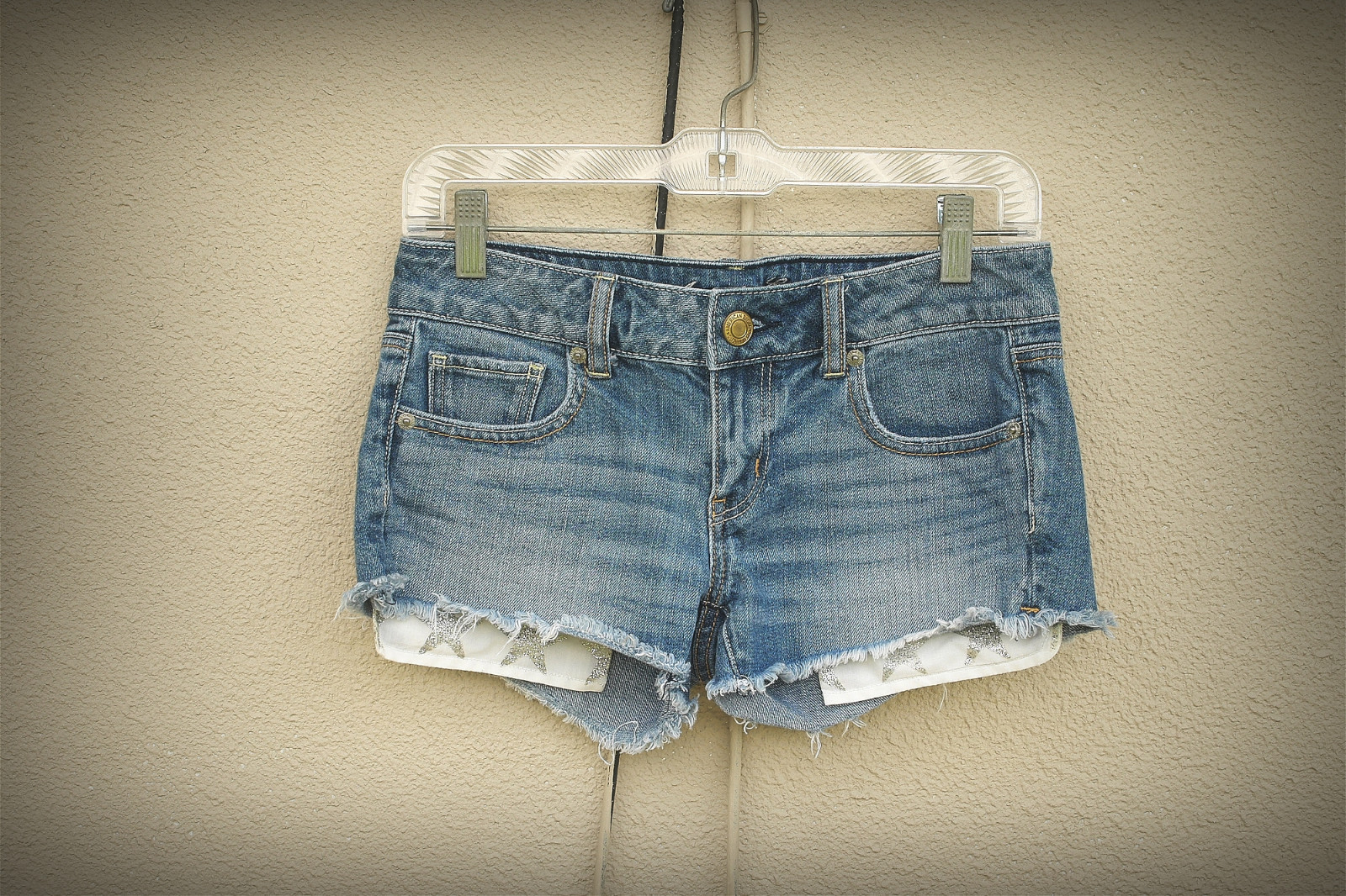 AMERICAN EAGLE Cut Wide Size 0/2 Hot Mini Denim Short Shorts Star ...