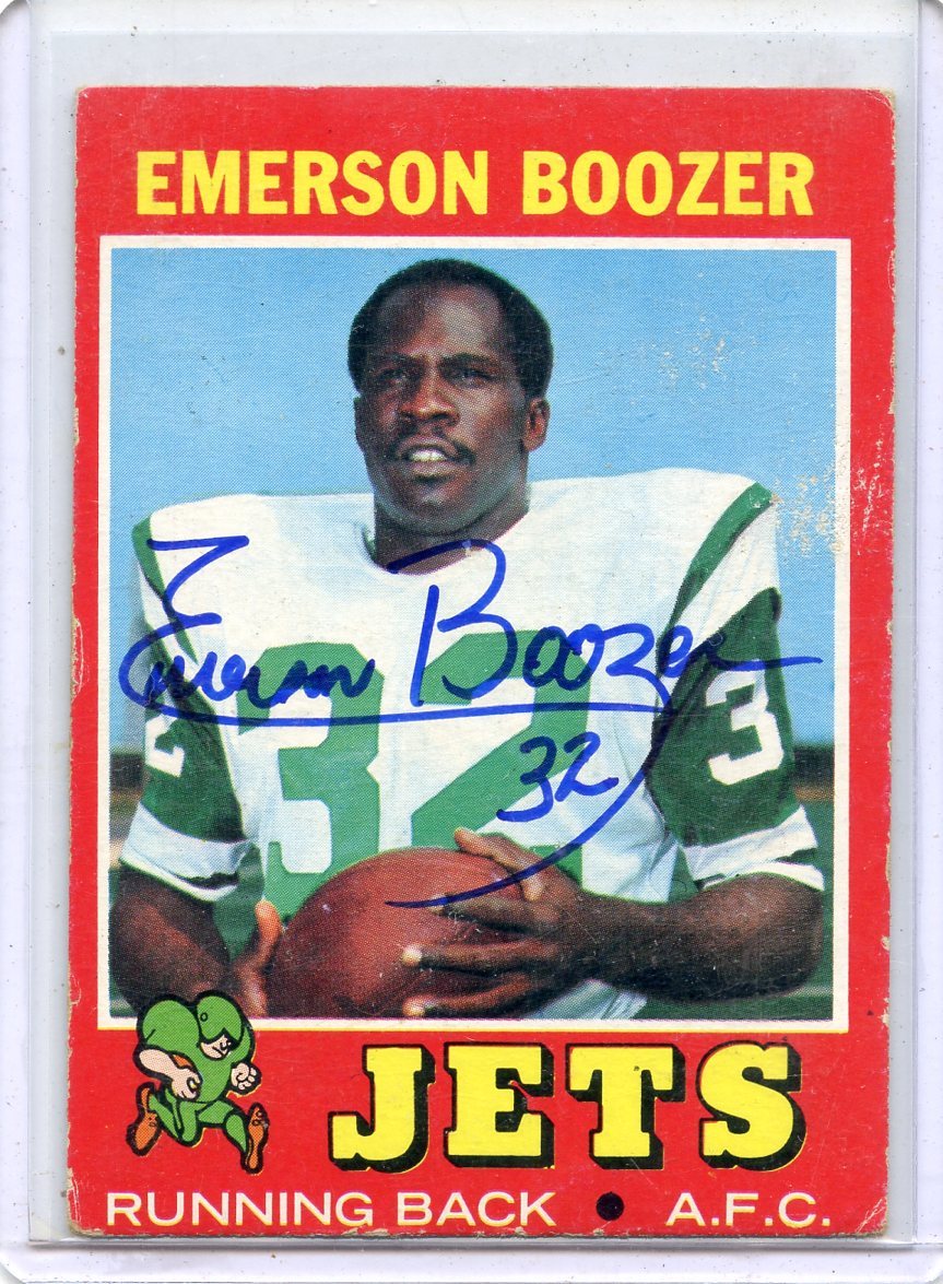 1971 TOPPS FOOTBALL #73 EMERSON BOOZER, AUTOGRAPH, NEW YORK METS ...