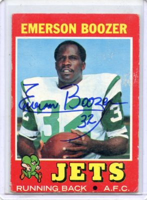 1971 TOPPS FOOTBALL #73 EMERSON BOOZER, AUTOGRAPH, NEW YORK METS ...