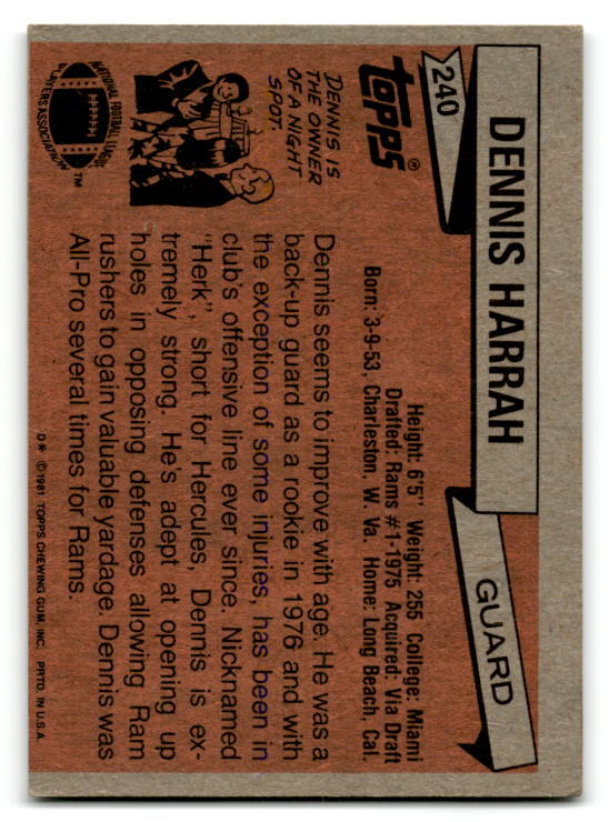 1981 Topps - #240 Dennis Harrah for sale online | eBay