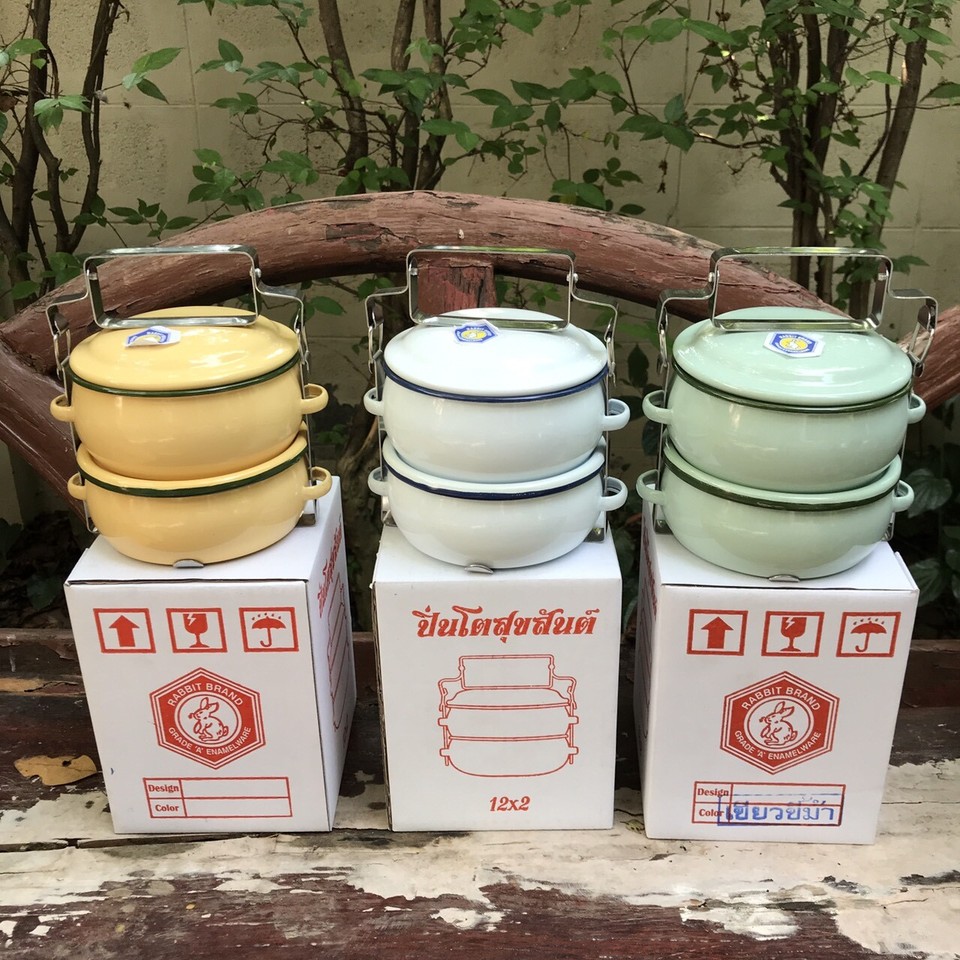 Thai Traditional Enamelware Tiffin Lunch Box Food Container Pinto Bento ...