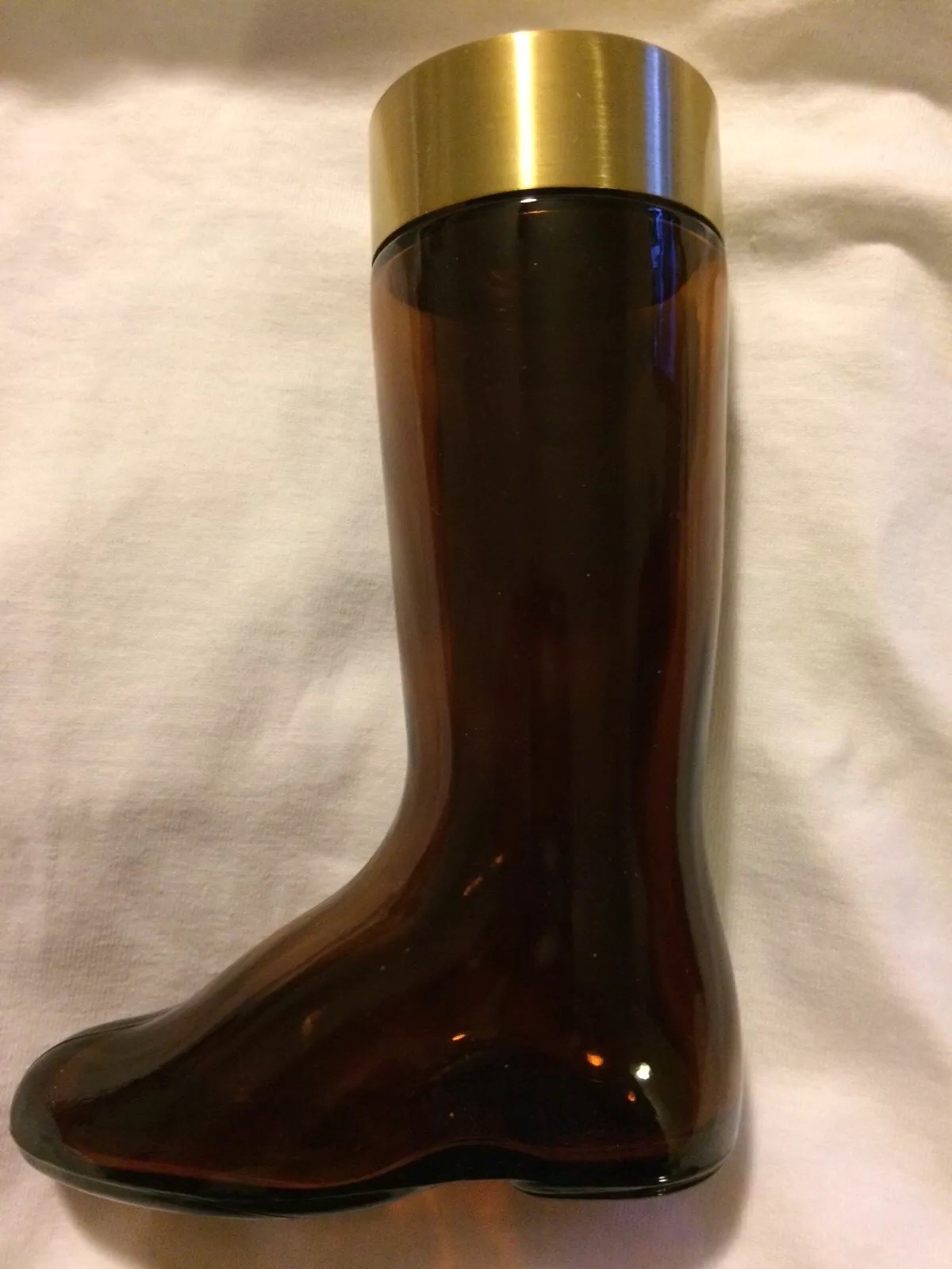 Avon Brown Glass Boot- English Leather Cologne Bottle / Decanter- Gold ...
