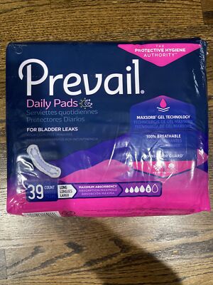 Lot Of 3 Prevail Daily Incontinent Pad 13" Long Length Maximum 39 Count ...