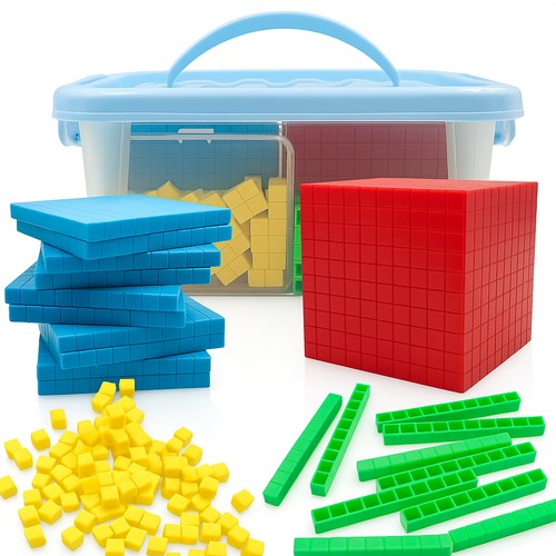 Base Ten Blocks Set – 121 pcs Maths Counting Cubes with Storage Box for ...