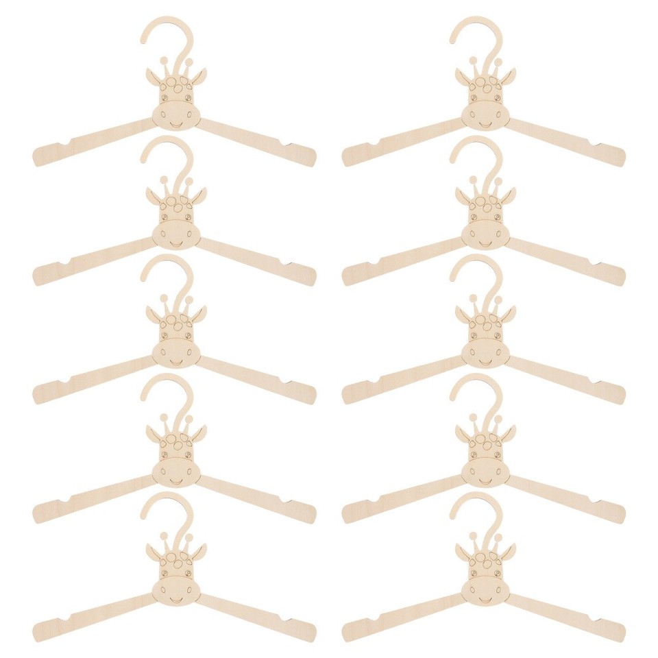 10pcs Wooden Baby Clothes Hangers: Cartoon Animal DIY Blank Hangers ...