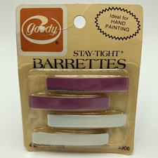 Vintage 1980s Goody Stay Tight Barrettes 3 Inch Pkg 4 Pink Blue NOS for ...