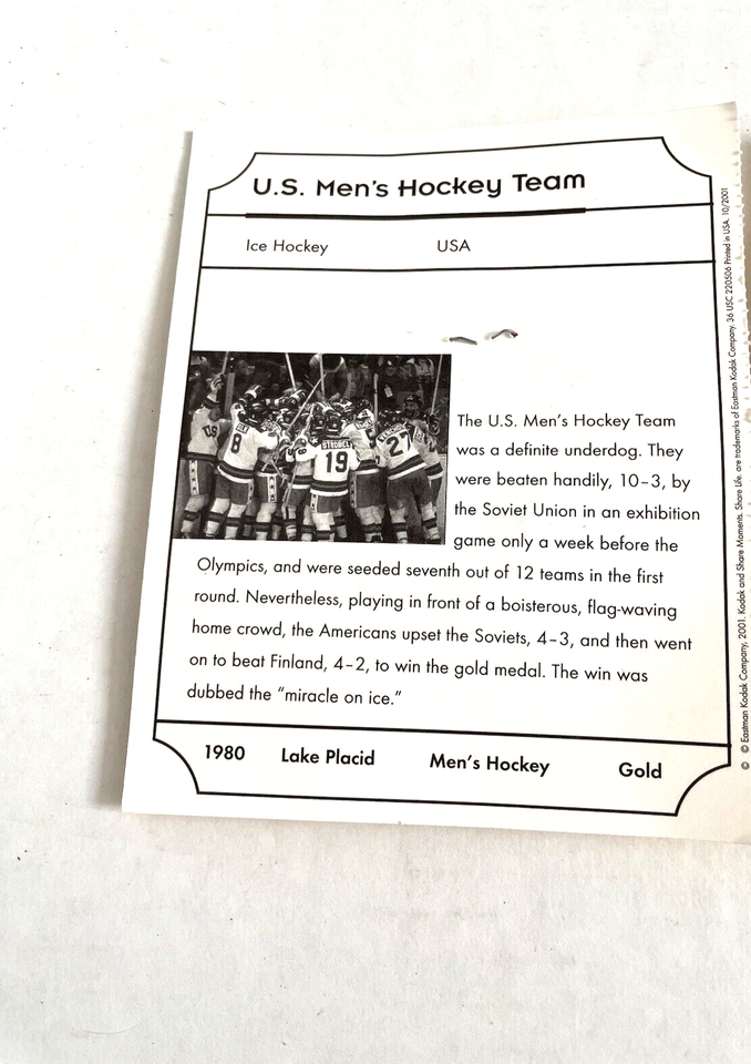 Vintage 2001 Kodak 1980 U.S. Men's Hockey Team Sealed Pin | eBay