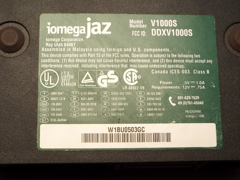 Iomega Jaz Drive 1GB V1000S Zip Drive No Cables | eBay