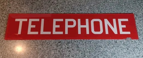 VINTAGE ORIGINAL RED PAYPHONE TELEPHONE BOOTH GLASS SIGN 25 1/2 INCHES ...