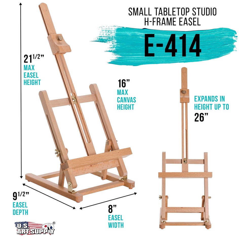 U.S. Art Supply Small Tabletop Wooden H-Frame Studio Easel, Adjustable ...