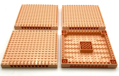 Lego 4 New Light Nougat Technic Bricks 16 x 16 x 1 1/3 with Holes 5 x 5 ...
