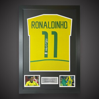 Ronaldinho Signed Brazil Football Shirt Framed With COA & Beckett ...