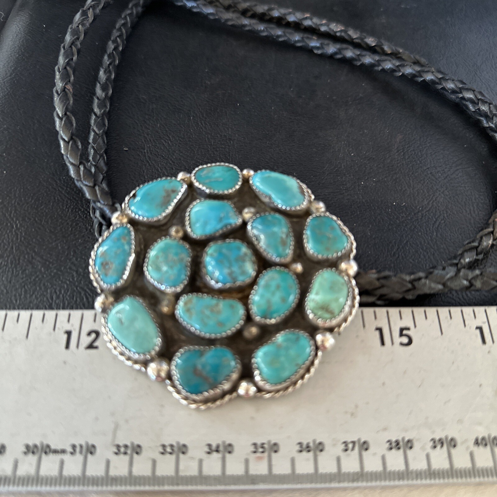 Mens Bolo Tie Cluster Blue Kingman Turquoise Sterling Silver Navajo ...