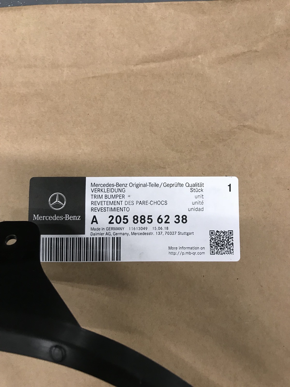 Genuine Mercedes-Benz W205 C-Class REAR Bumper Diffuser Mesh Grille ...