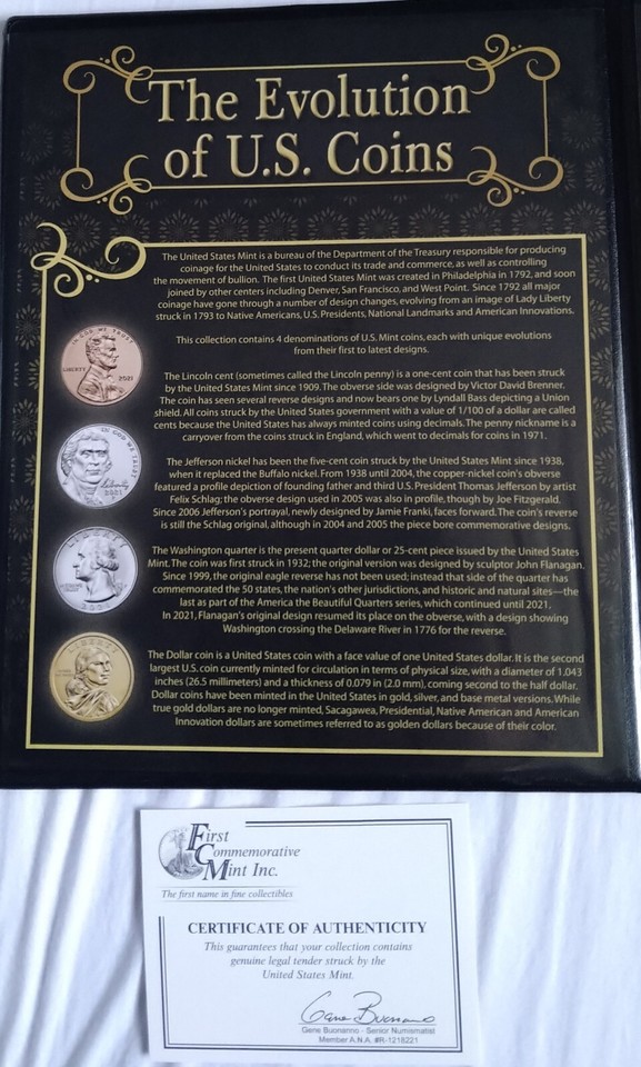 The Evolution Of US Coins Folder Collection Golden Dollars 19 Coins ...