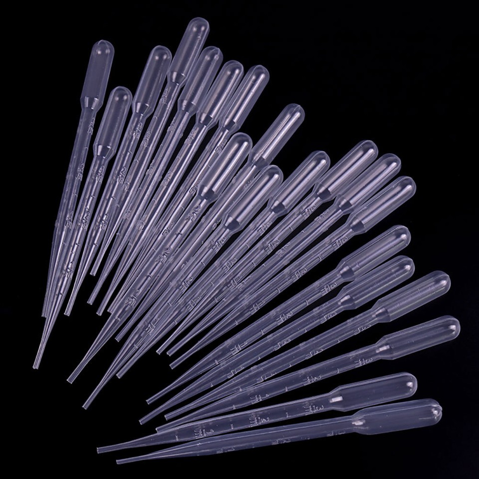 US 200Pcs 3ml Disposable Plastic Eye Dropper Set Transfer Lab Graduated ...