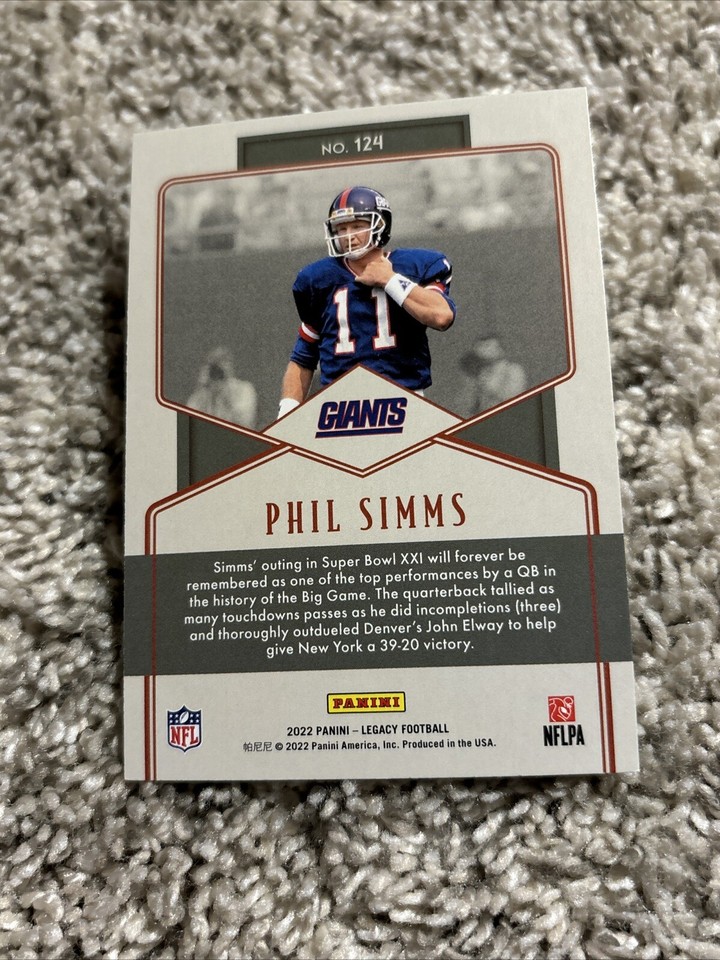 2022 PANINI LEGACY PHIL SIMMS LEGENDS BASE FOOTBALL CARD NEW YORK ...