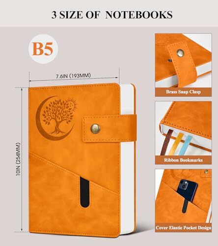 365 Page Thick Lined Journal Notebook for Men Women Large Leather B5 ...