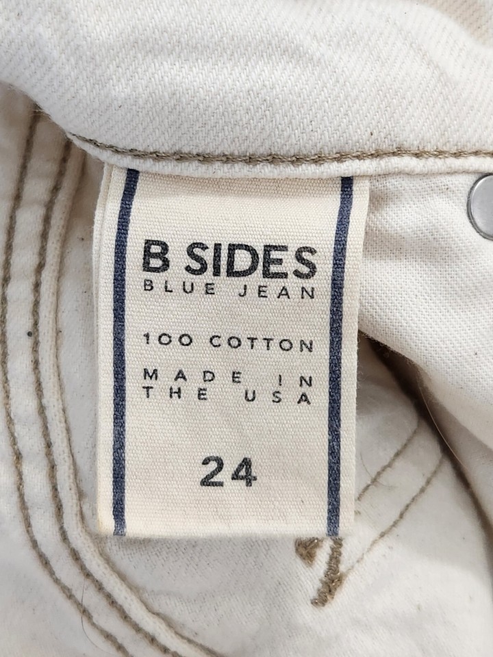 B Sides Plein High Rise Straight Leg Jeans Clair Wash Ivory Cotton Size ...