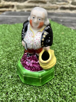 SUPERB MID 19thC STAFFORDSHIRE PORTLY MALE FIGURE INKWELL, OCTAGONAL ...