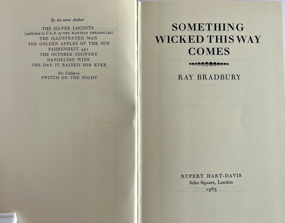 Ray Bradbury Something Wicked This Way Comes 1st UK EDT Rupert Hart ...
