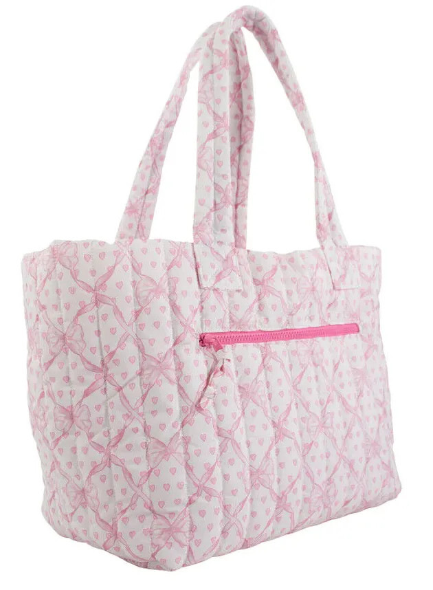 New Roller Rabbit X LoveShackFancy Baby Bow Hearts Large Quilted Tote ...