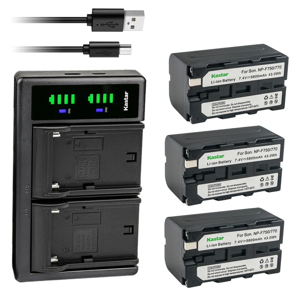 Kastar Battery LCD Dual Charger for Sony NP-F750 CCD-TRV68 CCD-TRV71 ...