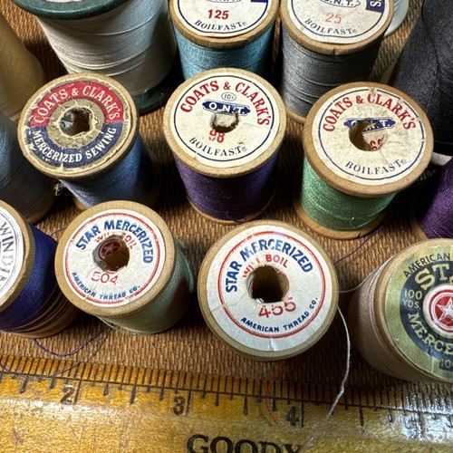Lot of 19 Vintage Coats and Clark Star Wooden Thread Spools J&P Coats ...