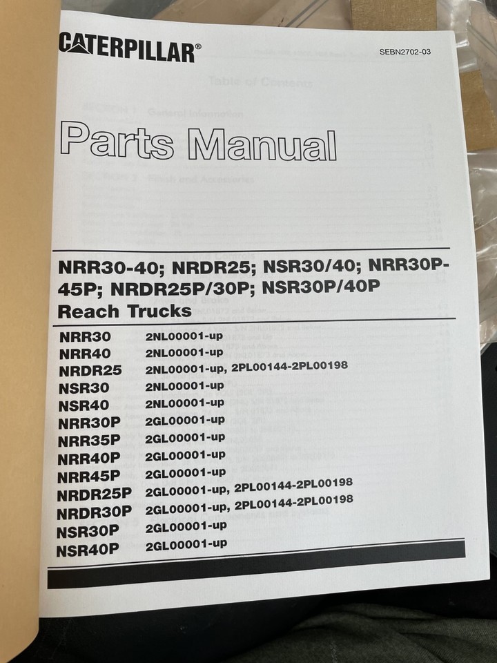 Caterpillar Parts Manual; SEBN2702-03: BRAND NEW! (NRR30-40; NRDR25 ...