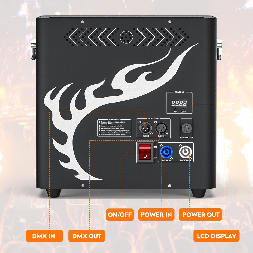 UKing 300W 3-Head Fire Thrower Machine DMX Projector Stage Flame Effect ...