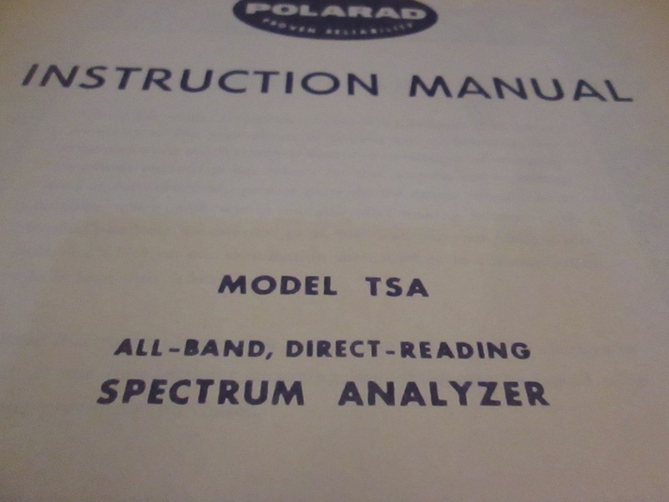 Polarad Model TSA Spectrum Analyer Instruction Manual, Used | eBay