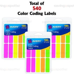Avery Removable Color Coding Labels 1/2 x 1-3/4 Rectangular Assort Neon ...