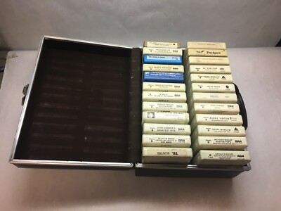 VINTAGE Eight Track CASE Faux Leather CARRYING Case HANDLE 24 8 TRACKS ...