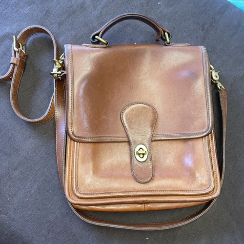 Vintage Coach Purse clasp brown messenger bag with handle C8I-5130 | eBay